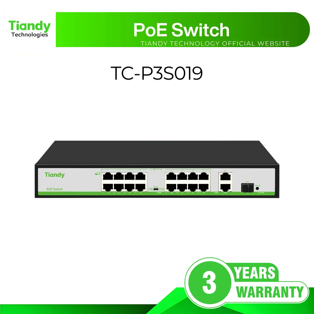 Tiandy TC-P3S019 SM: 16-Port PoE Switch - Tiandy Technology